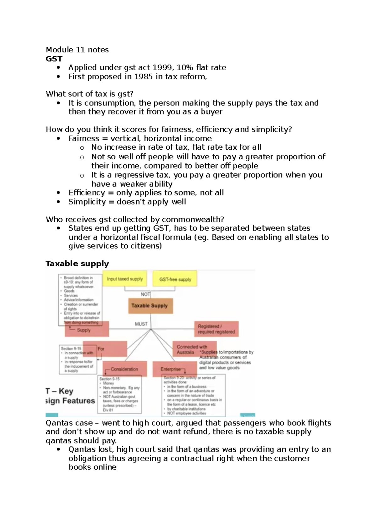Module 11 notes - Module 11 notes GST Applied under gst act 1999, 10% ...