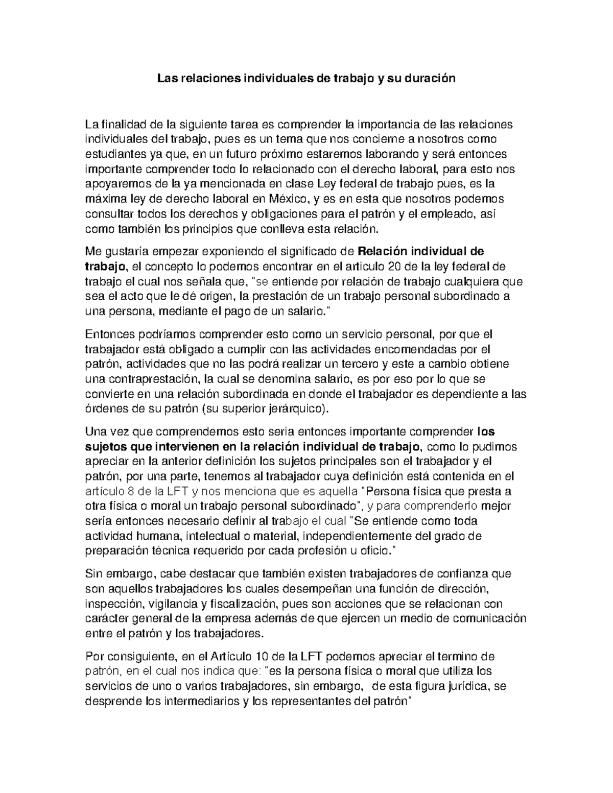 Las relaciones individuales de trabajo y su duración - Las relaciones individuales de trabajo y ...