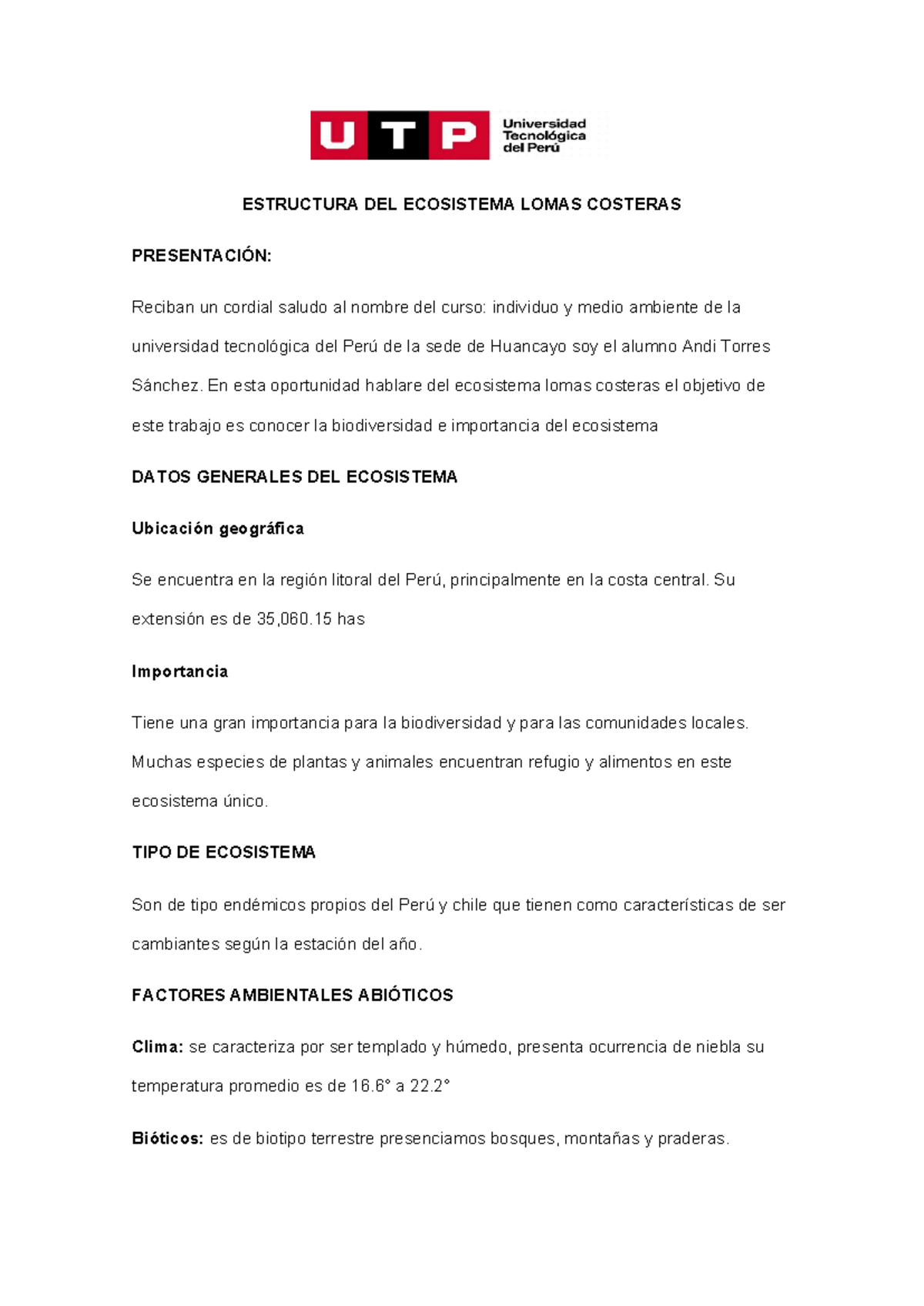 Estructura DEL Ecosistema Lomas Costeras - ESTRUCTURA DEL ECOSISTEMA ...