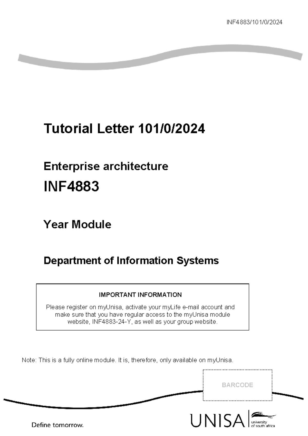 Tutorial letter - Enterprise Architecture - INF4883/101/0/ Tutorial ...