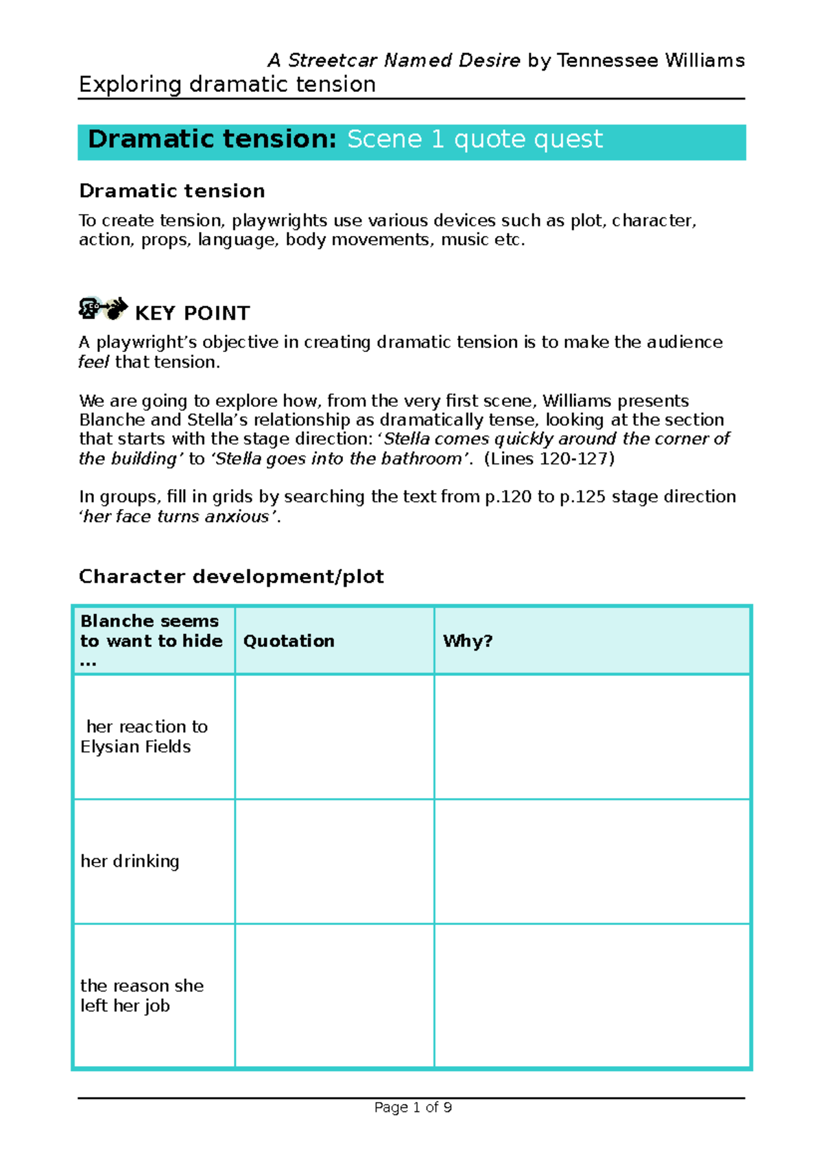 Exploring dramatic tension - Exploring dramatic tension Dramatic ...
