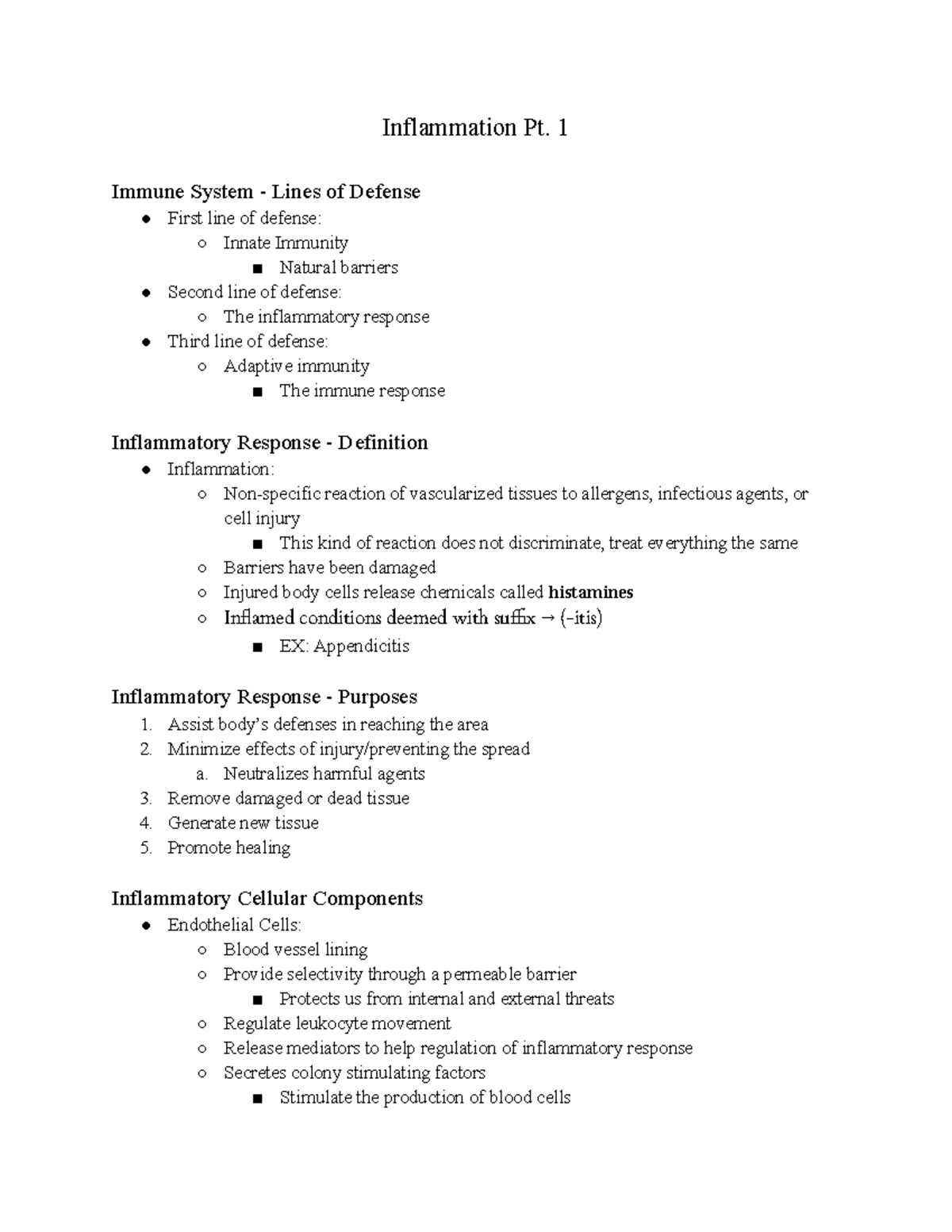Inflammation Pt. 1 - This lecture was led by Dr. Heather Mitchell and ...