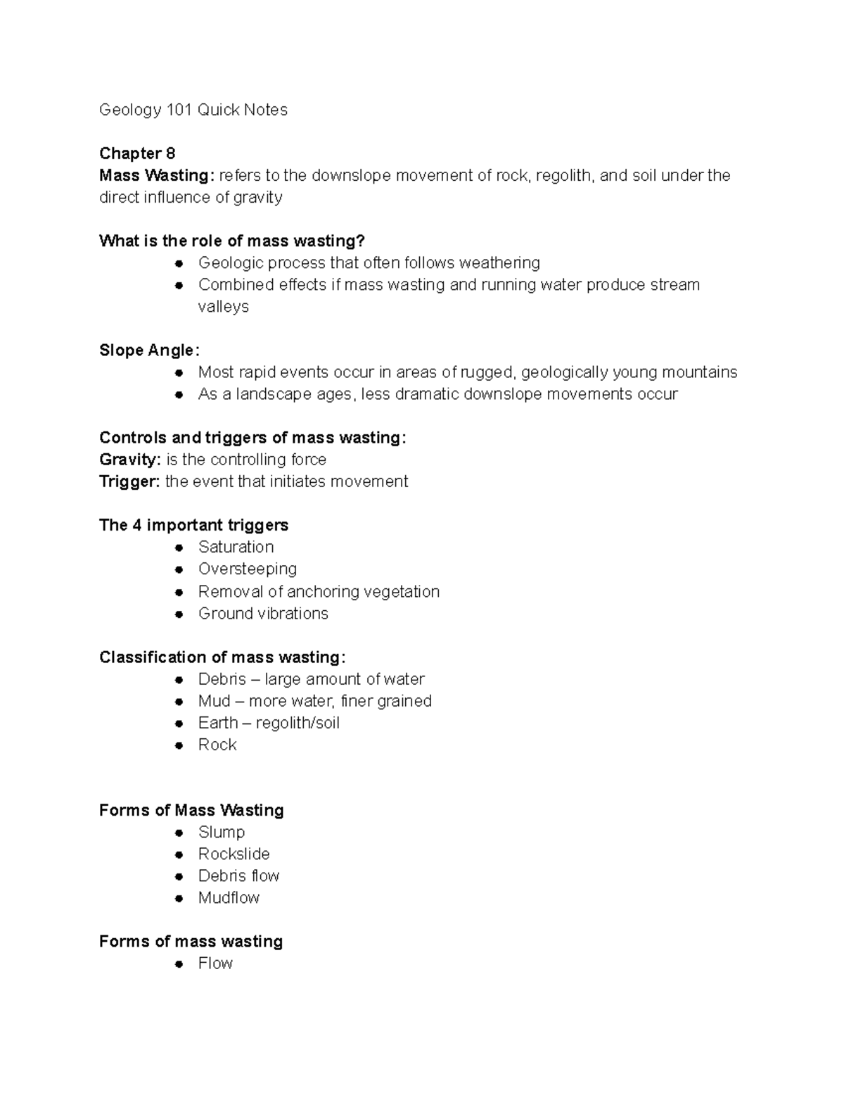Geology 101 Quick Notes Chapter 8 - Studocu