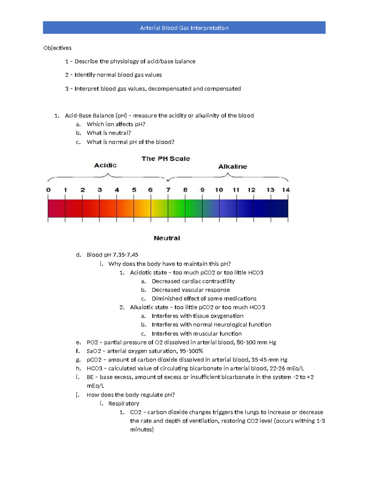 Abg - Abg case studt - Objectives 1 – Describe the physiology of acid ...
