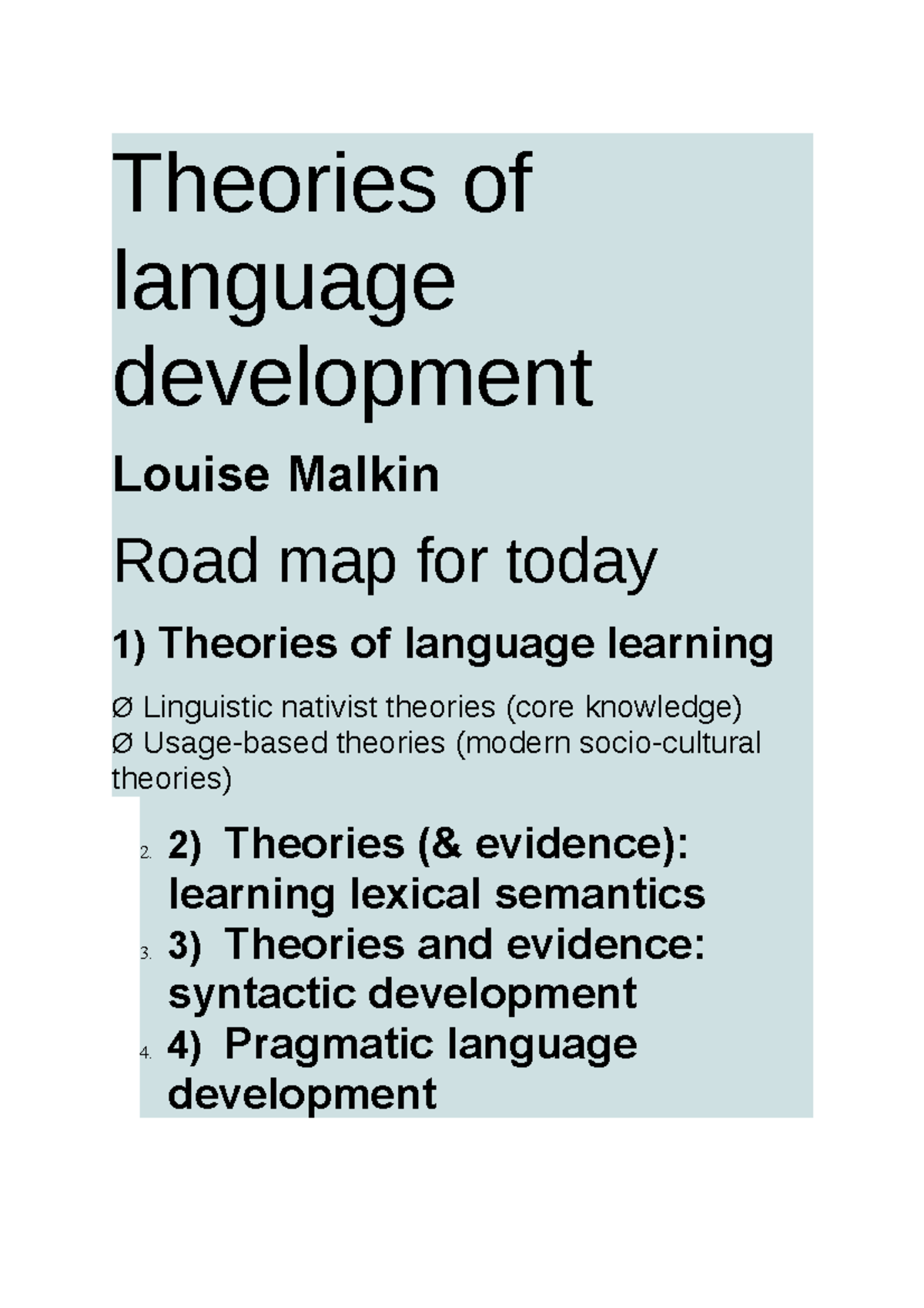 Theories of language development - Theories of language development ...