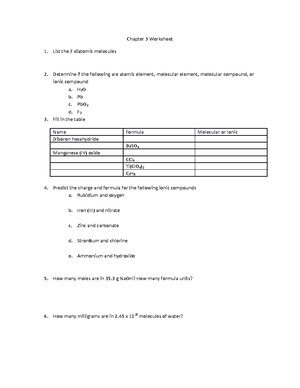 Chapter 3 Worksheet MC 2013 - Chapter 3 Worksheet List the 7 diatomic ...