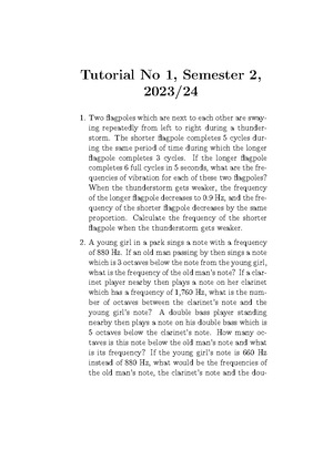 Tut1q23a - Tutorial 1 with answers - Tutorial No 1, Semester 1, 2022 ...