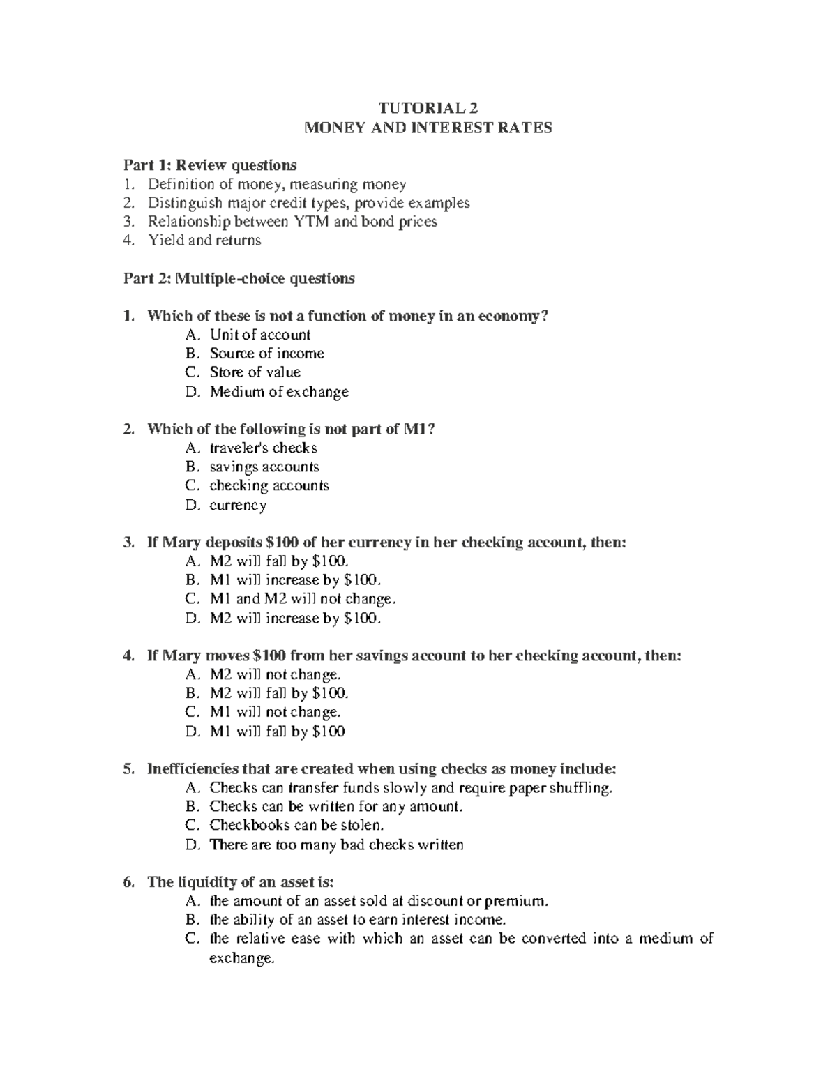 Tutorial 2 questions - Introduces basic knowledge on the structure of ...
