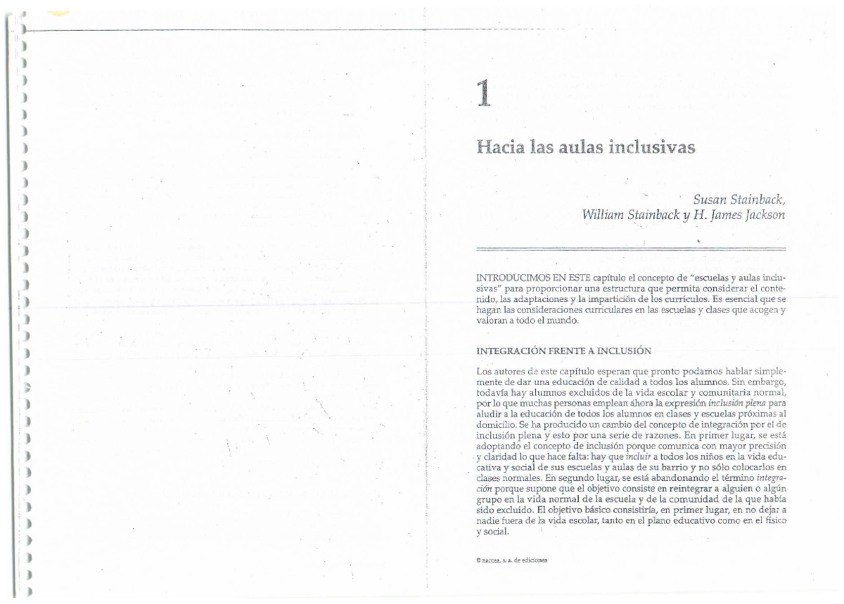 William Stainback y >James Jackson -aulas inclusivas lectura - t ...