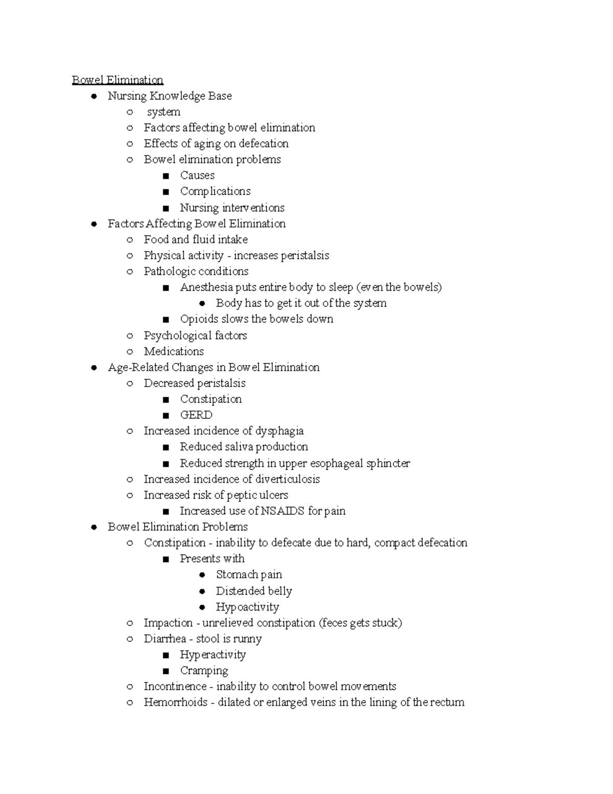 Week 7 Elimination - laura - Bowel Elimination Nursing Knowledge Base ...