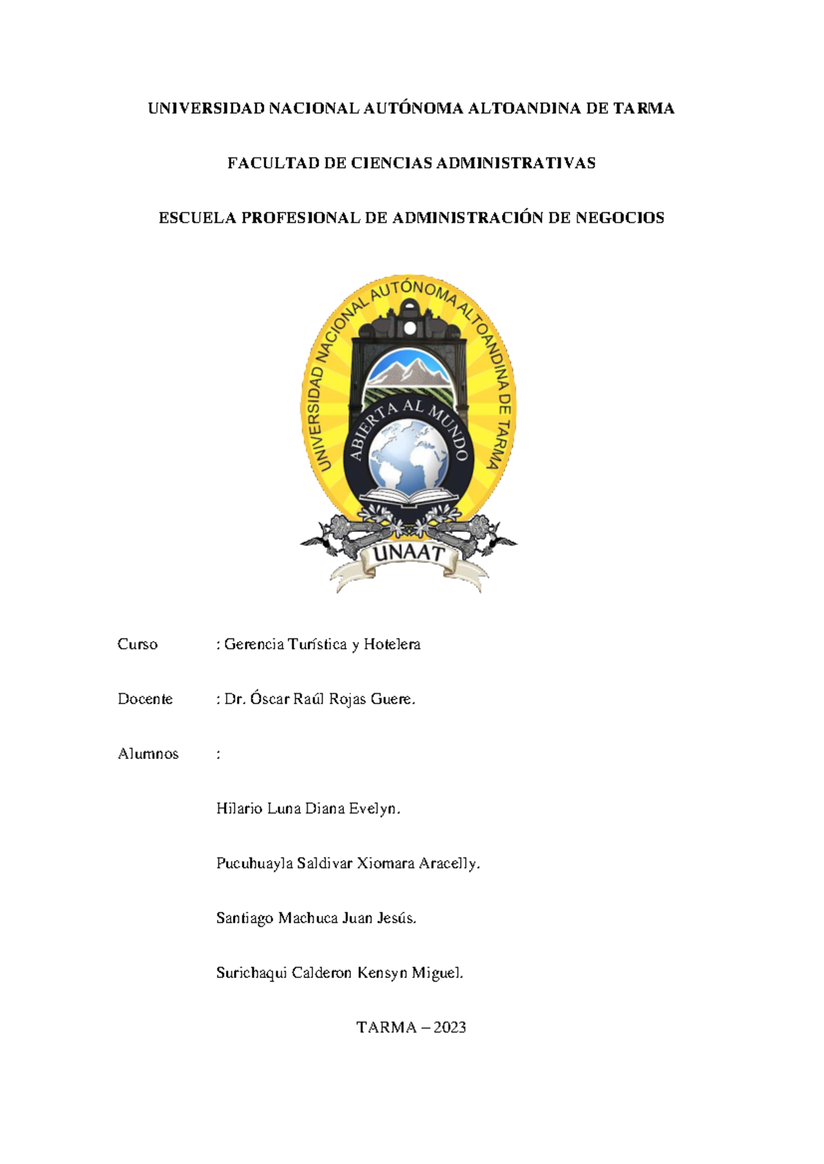 Ensayo S6 - UNIVERSIDAD NACIONAL AUTÓNOMA ALTOANDINA DE TARMA FACULTAD DE CIENCIAS ...