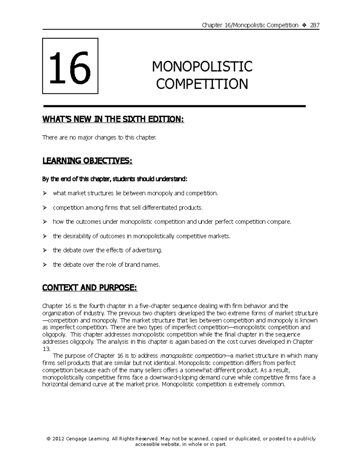 Chapter-16 - WORKSHEET - Chapter 16/Monopolistic Competition 287 stic ...
