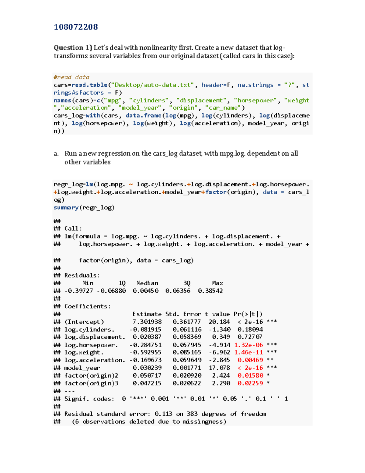 108072208 HW11 - setsegses - Question 1) Let9s deal with nonlinearity first. Create a new ...