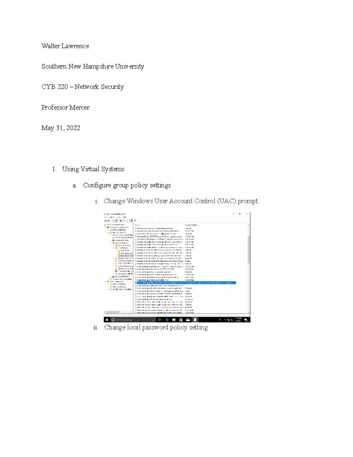 CYB_220_Project_1 - Walter Lawrence Southern New Hampshire University CYB 220 – Network Security ...