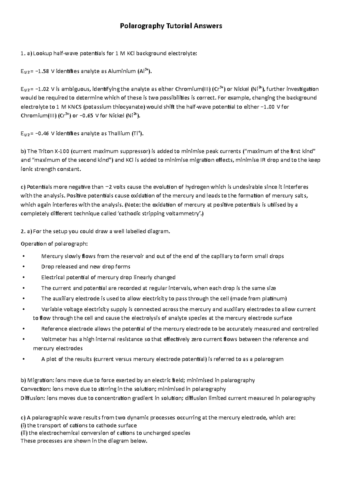 Polarography Tutorial Answers Final - Polarography Tutorial Answers 1 ...