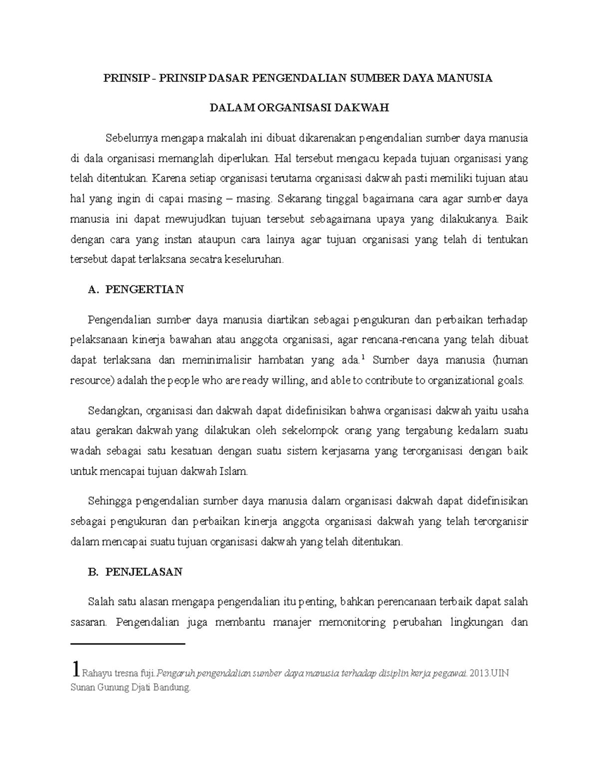 Prinsip-prinsip dasar sumber daya manusia dalam organisasi - PRINSIP - PRINSIP DASAR ...