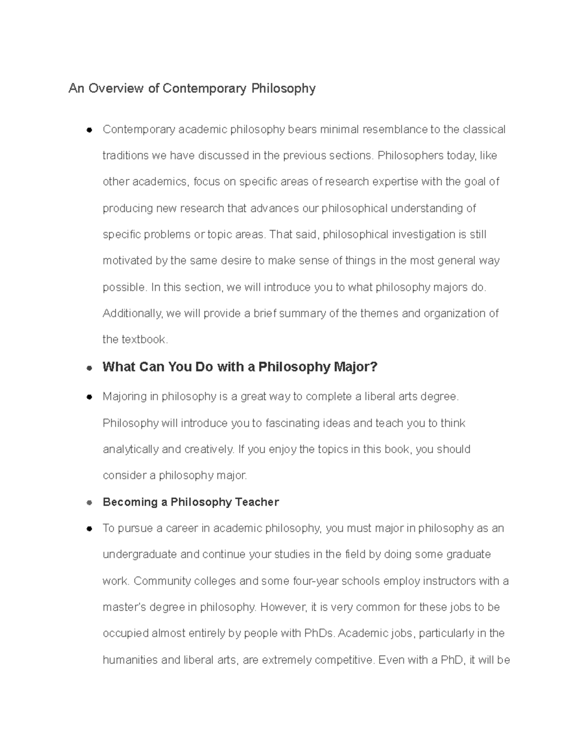 Philo- An Overview of Contemporary Philosophy - An Overview of ...