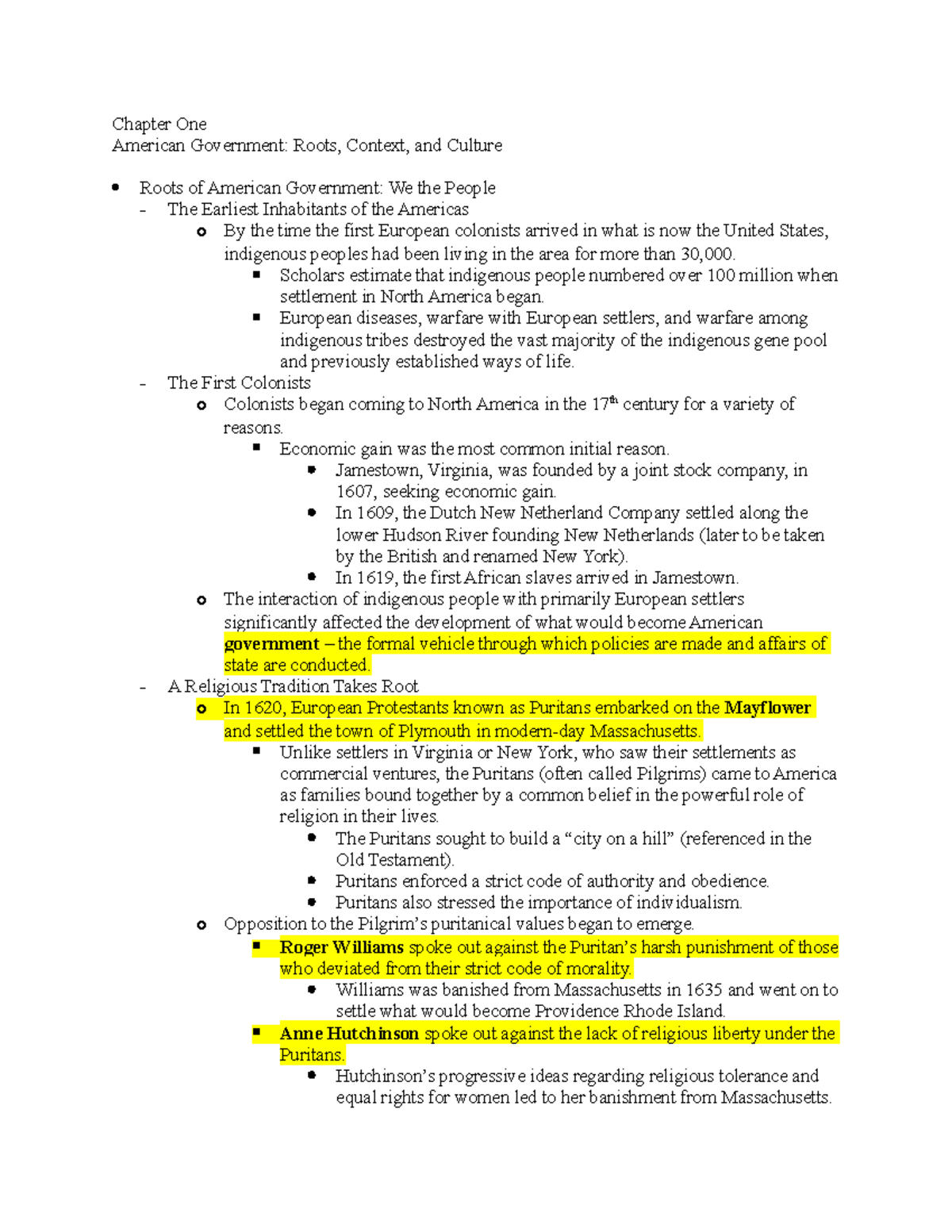 1.0 Chapter One Notes - chp 1 - Chapter One American Government: Roots ...