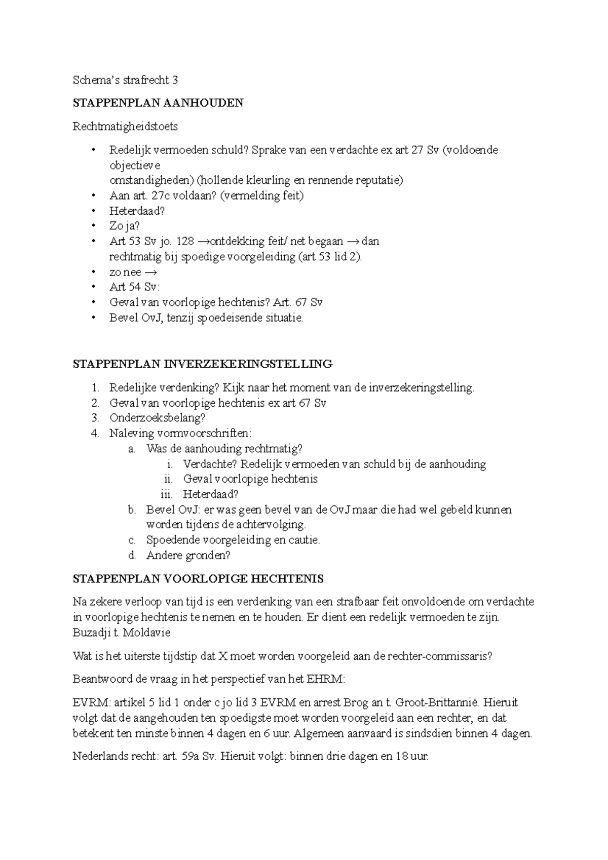 Schema´s Strafrecht 3 - Schema’s strafrecht 3 STAPPENPLAN AANHOUDEN ...