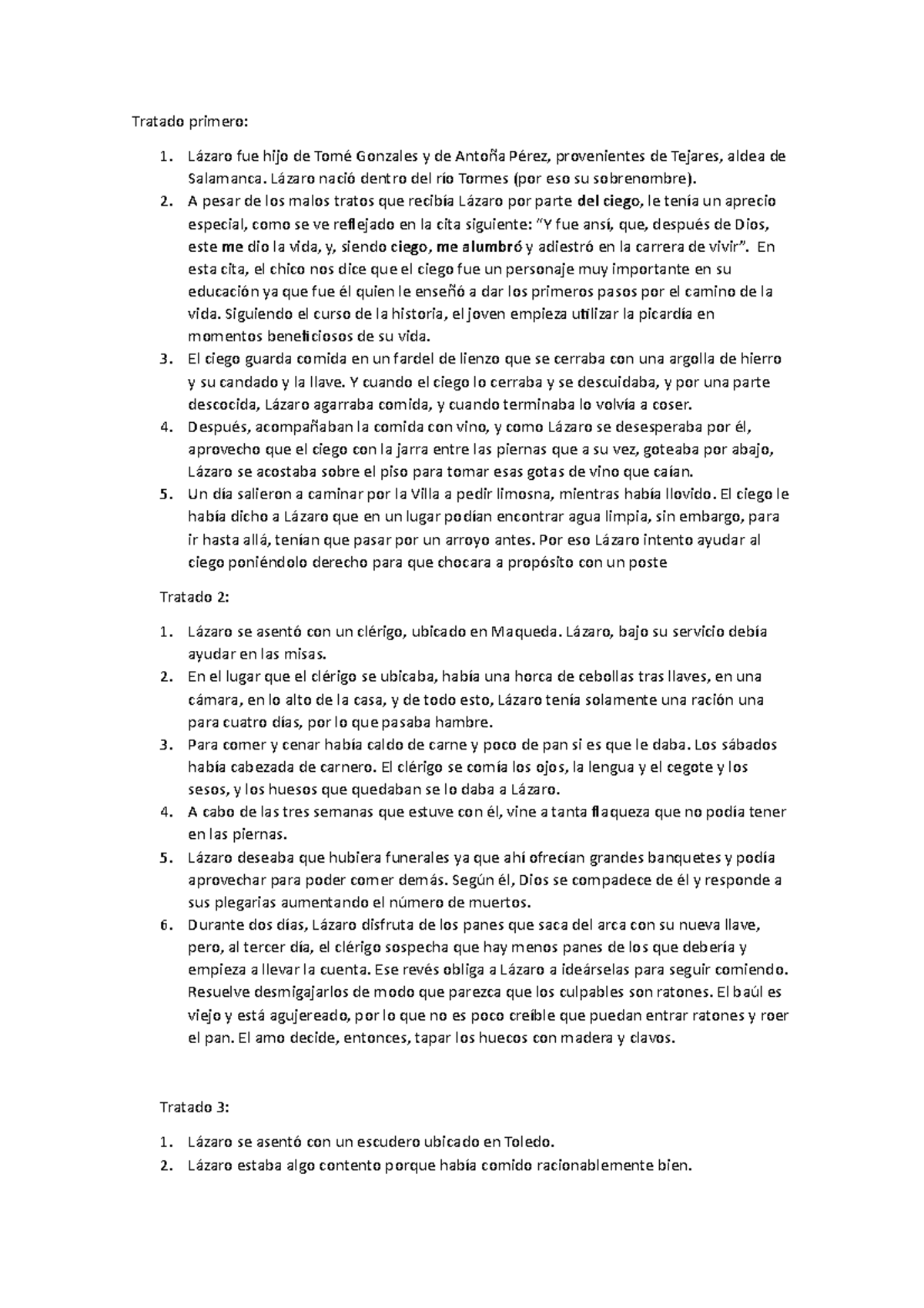 Lazarillo de tormes tratado 1, 2, 3, 4, 5 y 6 - Tratado primero: Lázaro ...