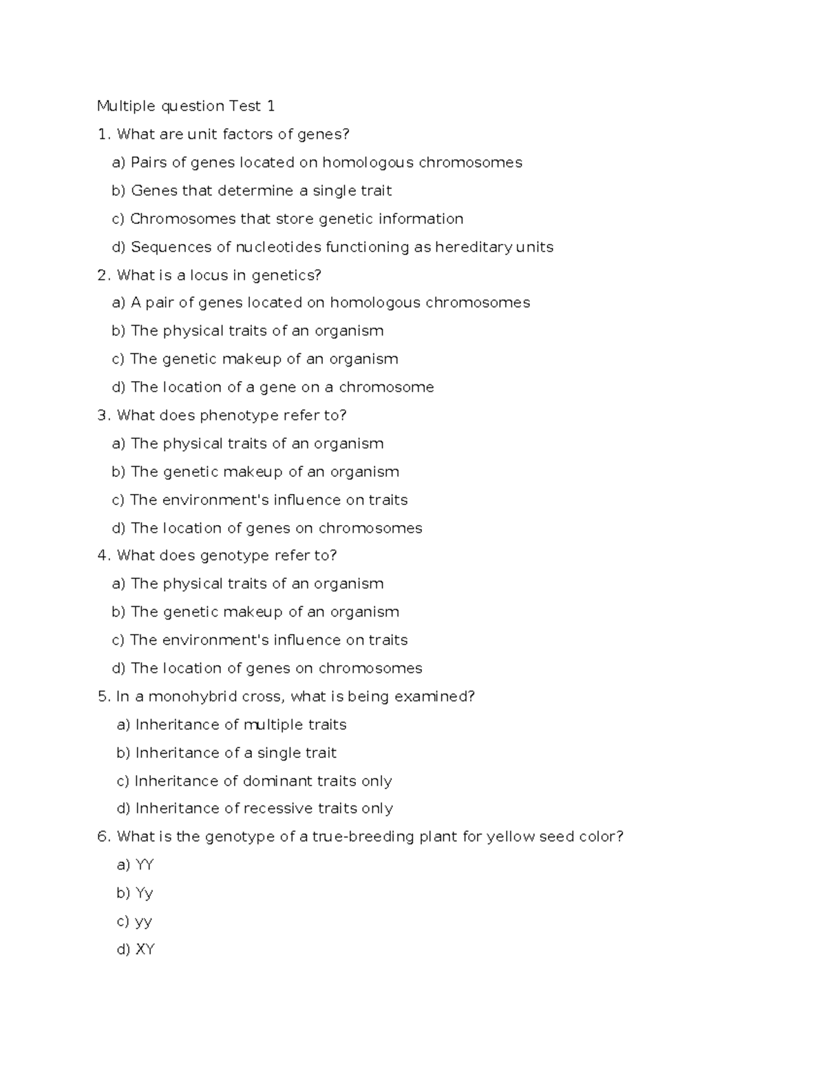 scienceksksnsnsnsjj - Multiple question Test 1 What are unit factors of ...