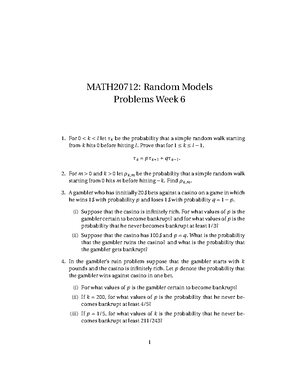MATH20712 Random Models EXAM 2022 - Advised Time to Complete: Two Hours ...
