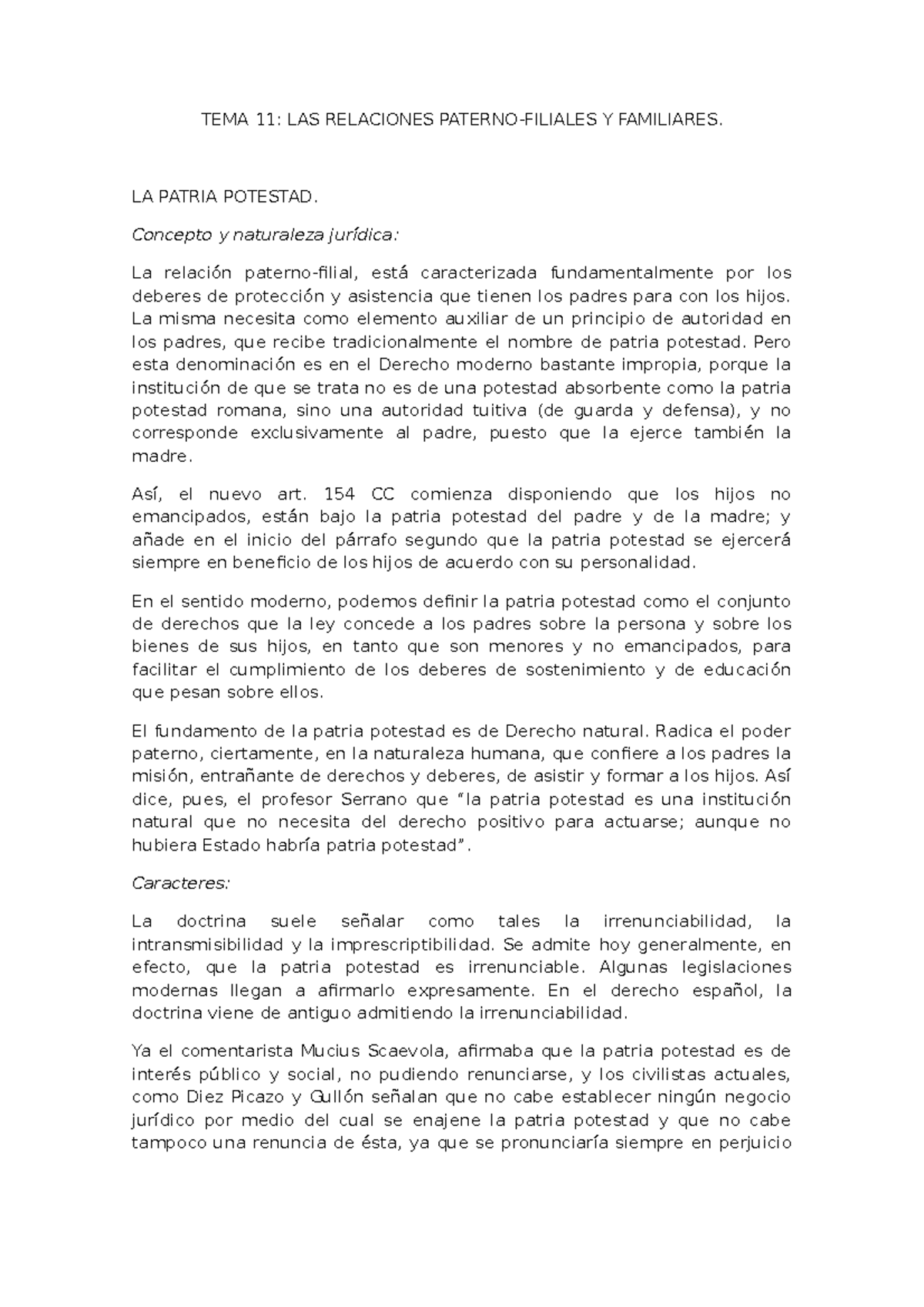 TEMA 11 - Apuntes 11 - TEMA 11: LAS RELACIONES PATERNO-FILIALES Y ...