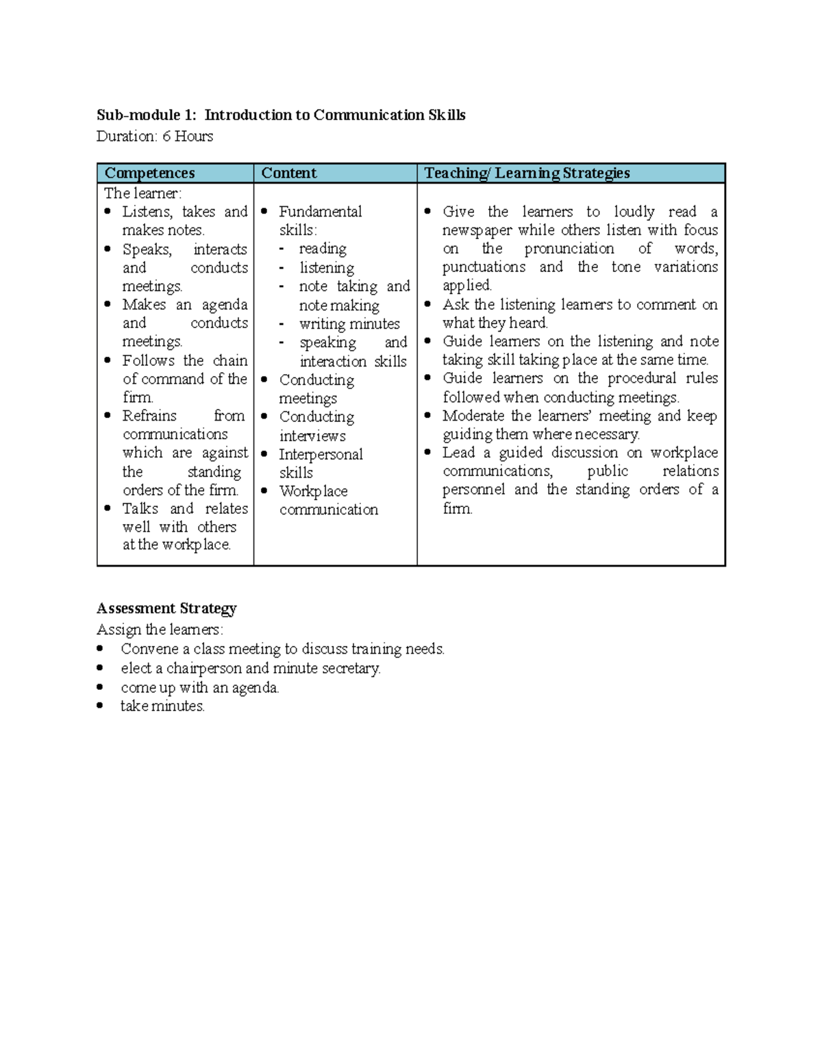 Communication notes - how students can properly listen - Sub-module 1 ...