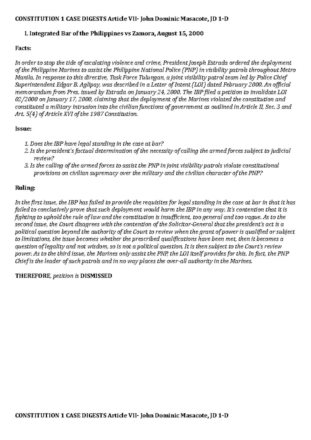 Constitution 1 CASE Digests Article VII Section 18 to 21 - CONSTITUTION ...