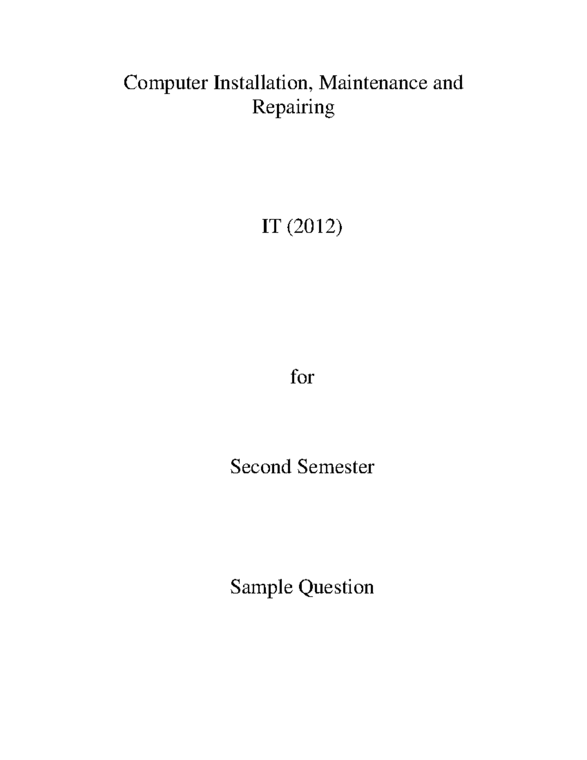 Computer Installation Maintenance and Re - Computer Installation ...