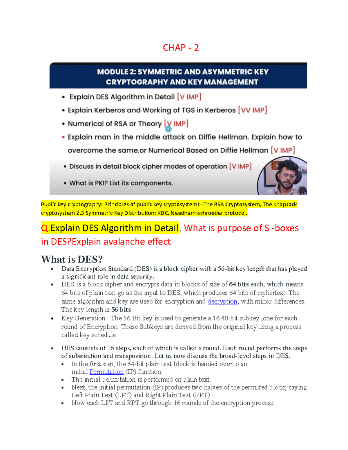 Cryptography and system security - CHAP - 2 Public key cryptography: Principles of public key ...