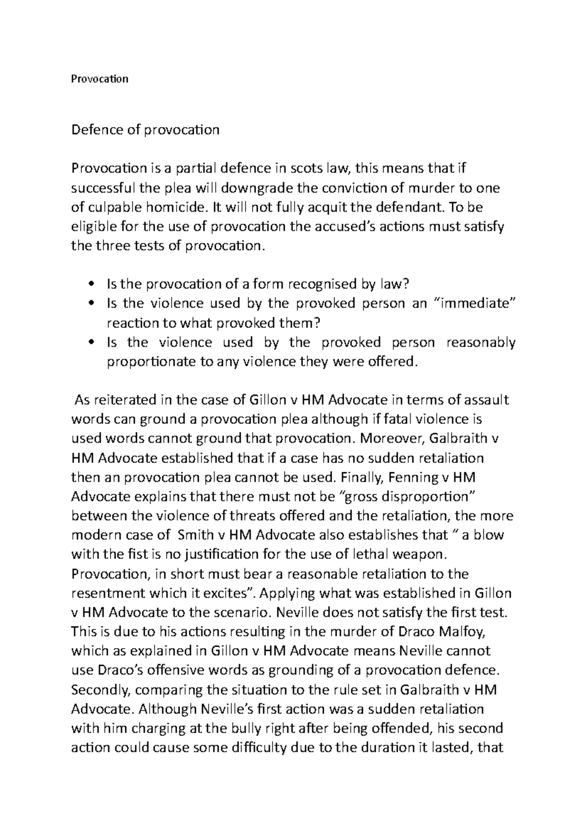 Provocation - this is extensive notes on the title topic - Provocation ...