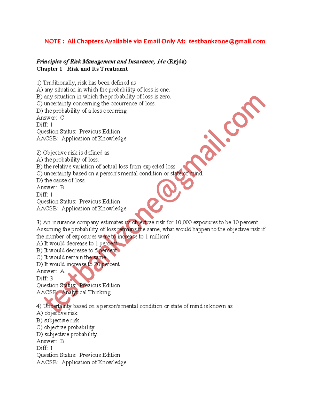 Test bank and Solutions For Principles of Risk Management and Insurance ...