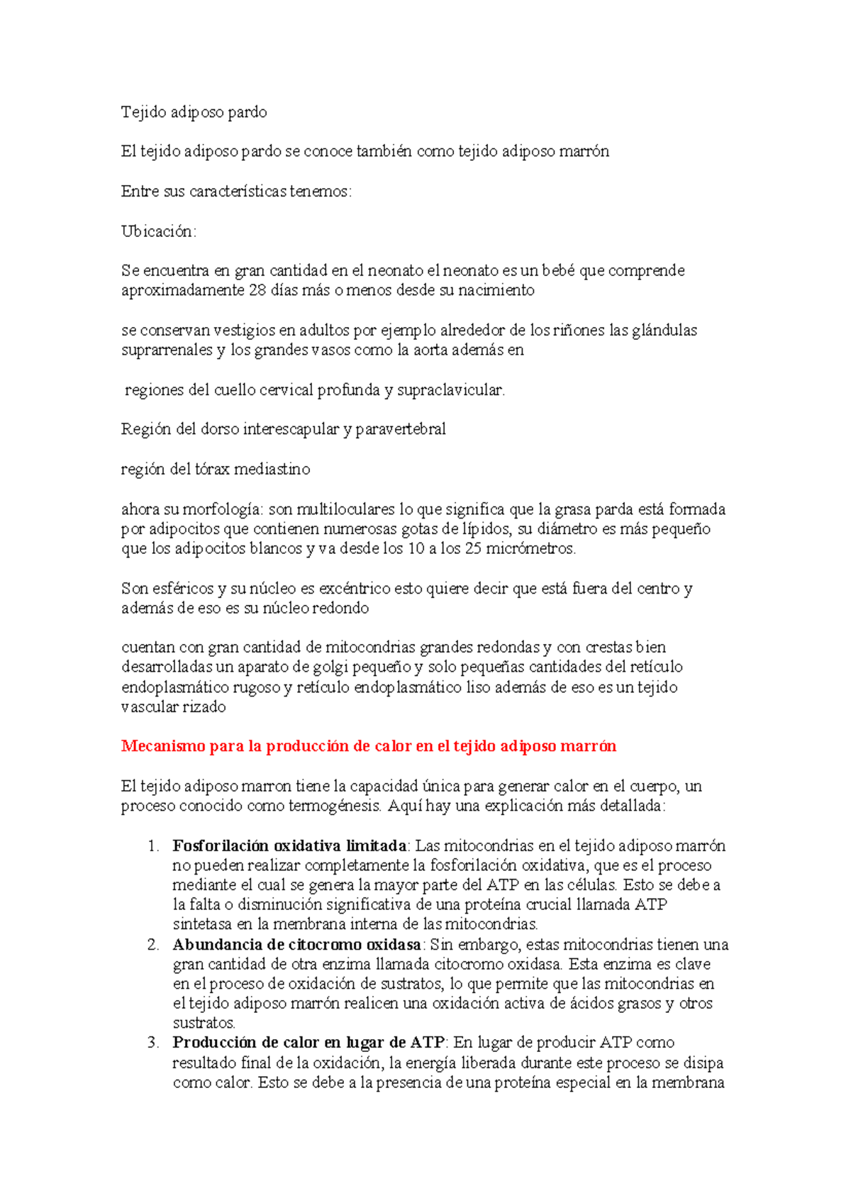 Tejido adiposo pardo - Región del dorso interescapular y paravertebral ...