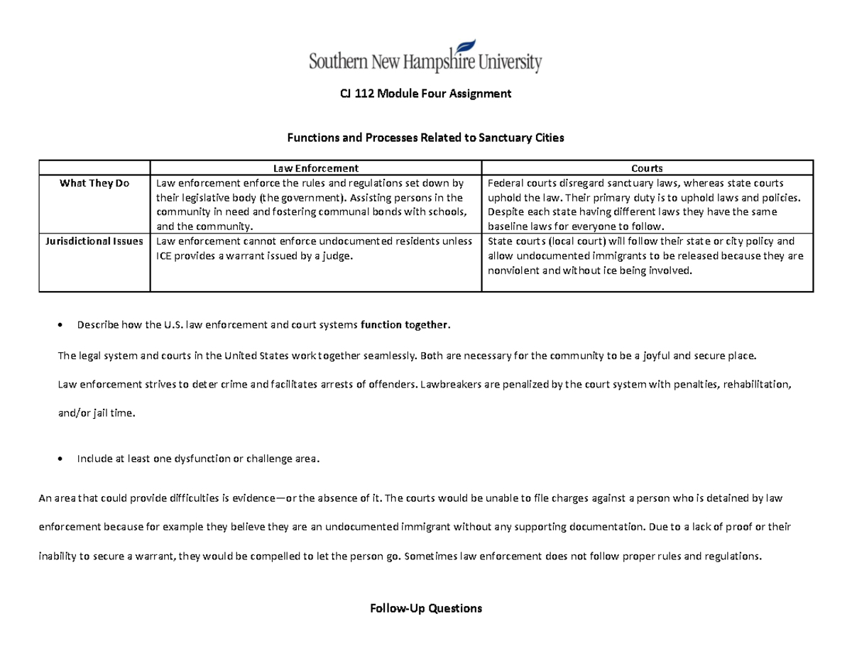 CJ 112 Module Four Assignment Final - CJ 112 Module Four Assignment ...