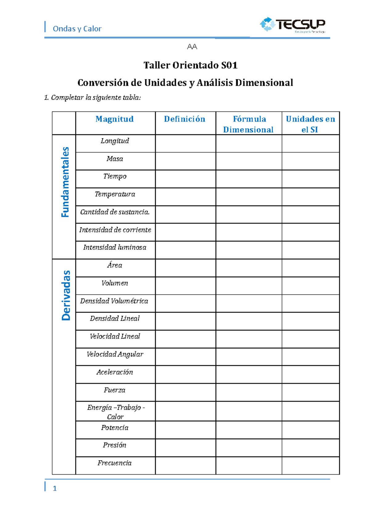 Tall ORI S01 OC 2021 2 - gaea - 1 Ondas y Calor AA Taller Orientado S Conversión de Unidades y ...