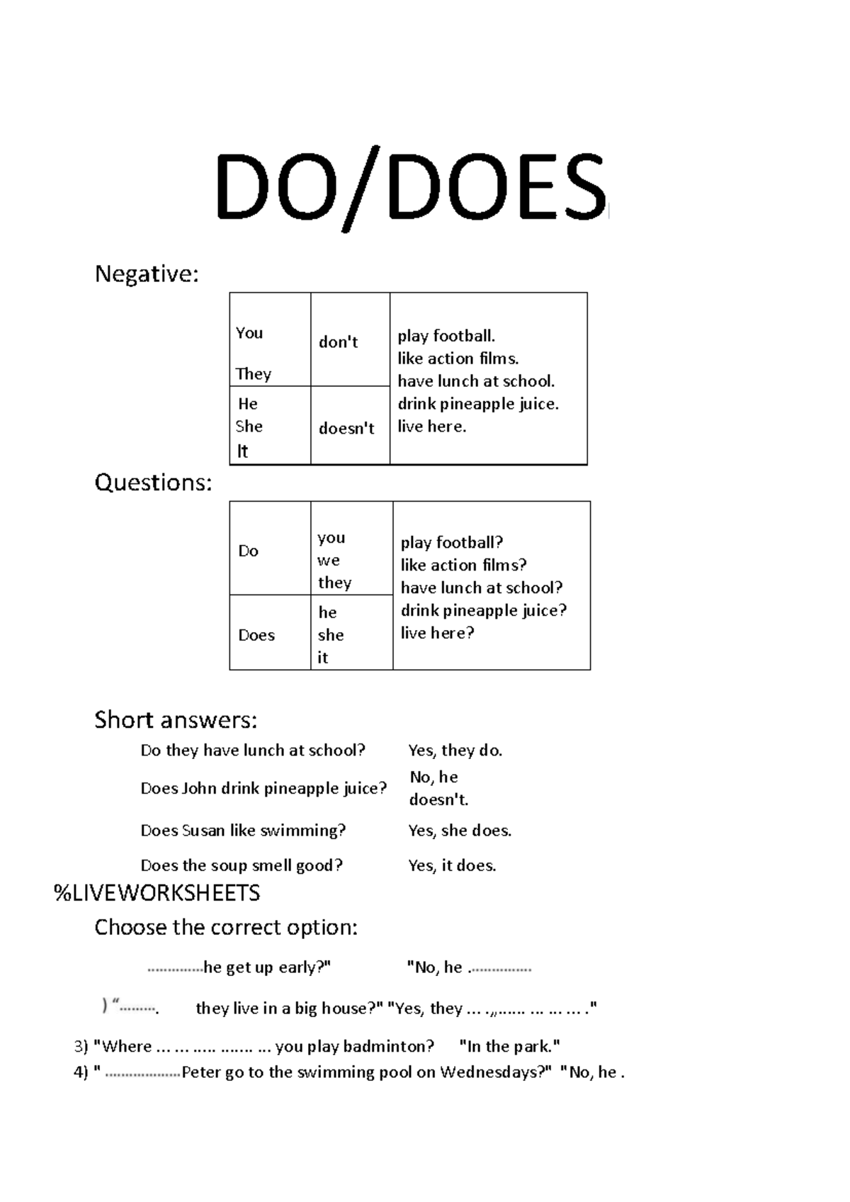 El VERBO DO/DOES PDF jslxjfkdkskxjssjsjdjdjdjddjdjdjxjxjxjxjjxxjkfdi - DO/DOES Negative: You ...