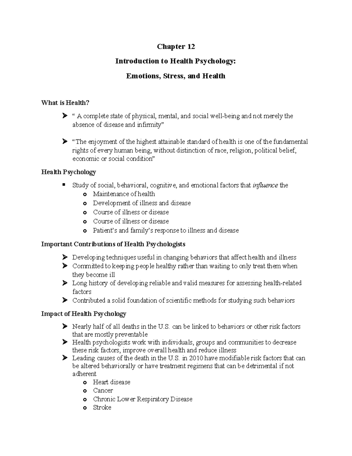 Chapter 12 Intro to Health Psych - Chapter 12 Introduction to Health ...
