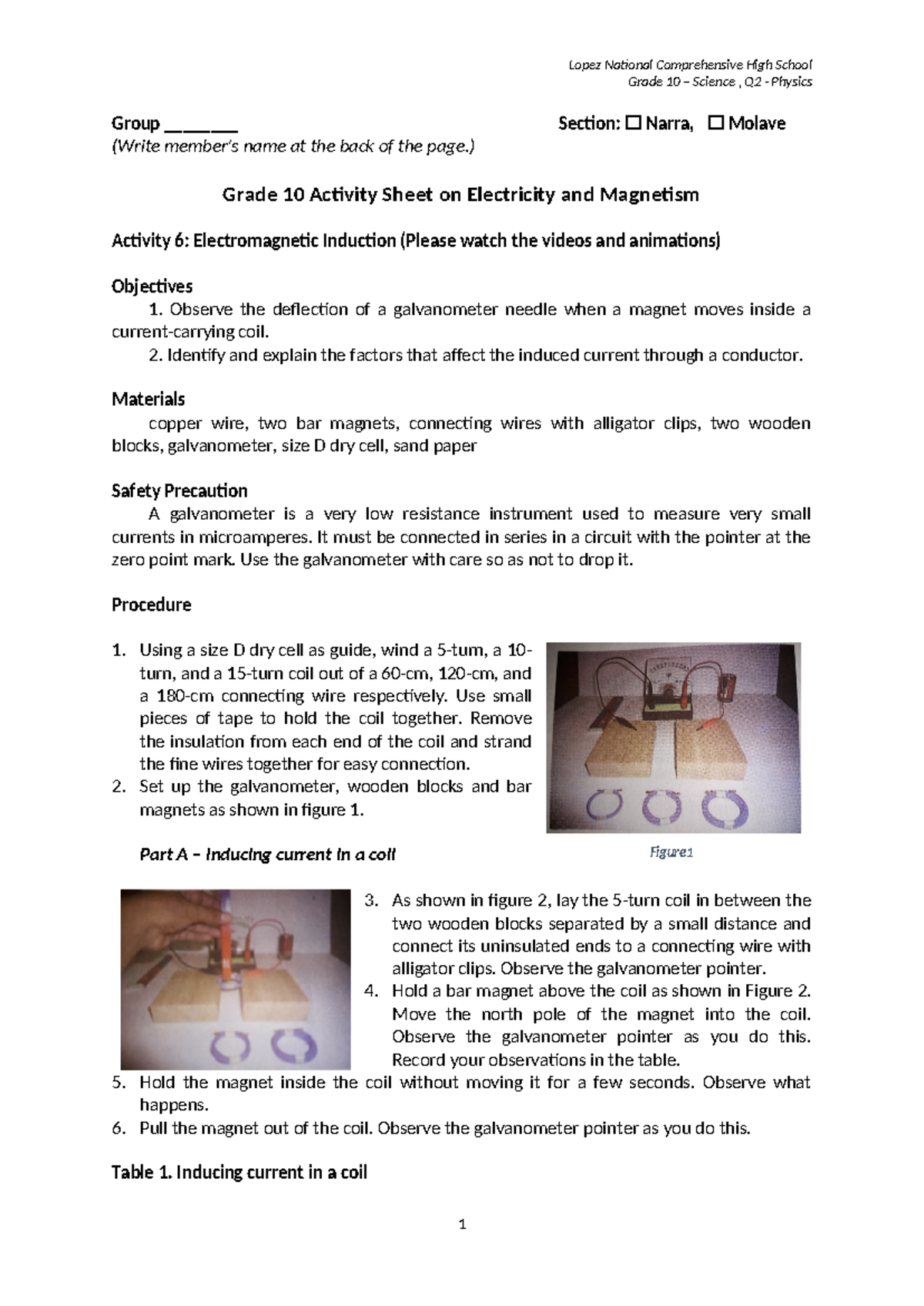 Activity 6 Electromagnetic Induction r1 - Figure 1 Lopez National ...
