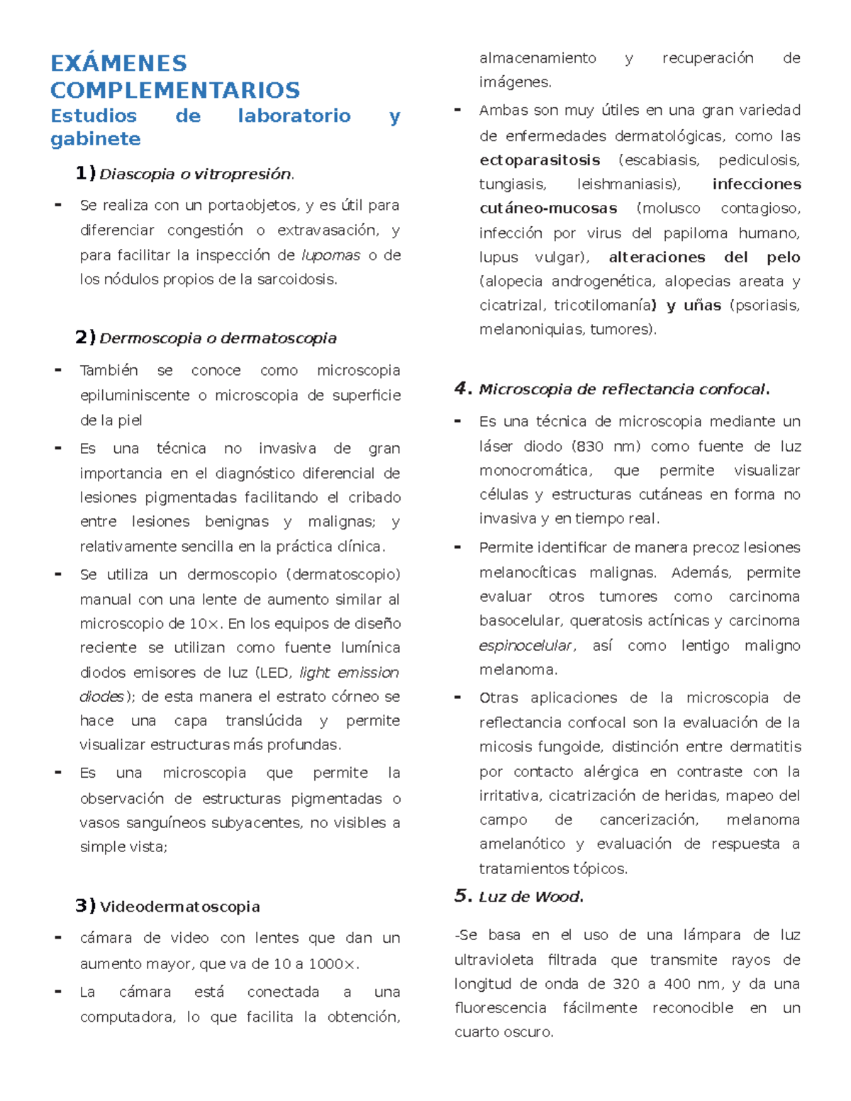 Exámenes complementarios - almacenamiento COMPLEMENTARIOS Estudios ...