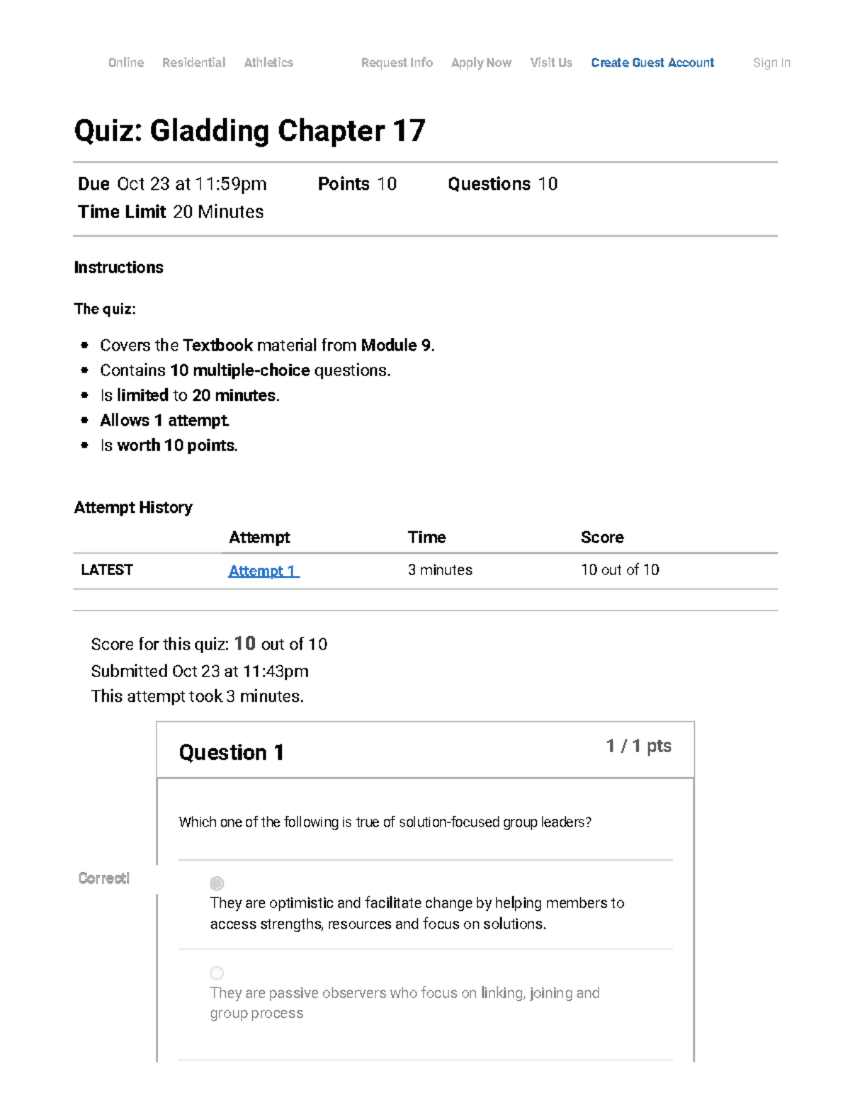 Quiz Gladding Chapter 17 COUC512 (393), CEFS512 (393) - Skip to Main Content Quiz: Gladding ...