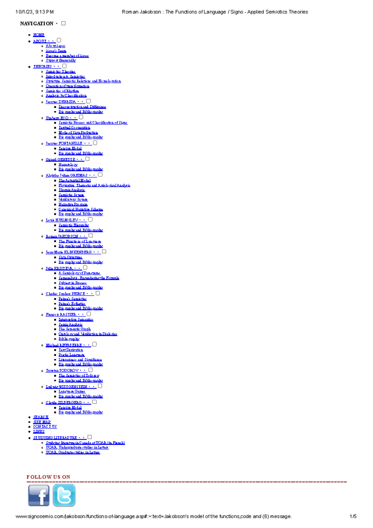 Roman Jakobson's communication model - NAVIGATION HOME ABOUT About ...