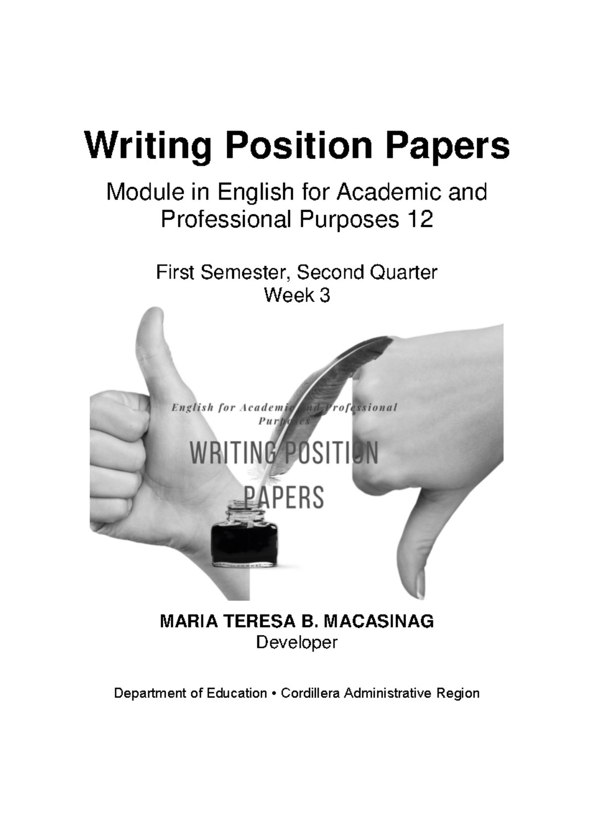 Eapp12 q2 mod3 Final - ENGLISH - Writing Position Papers Module in ...