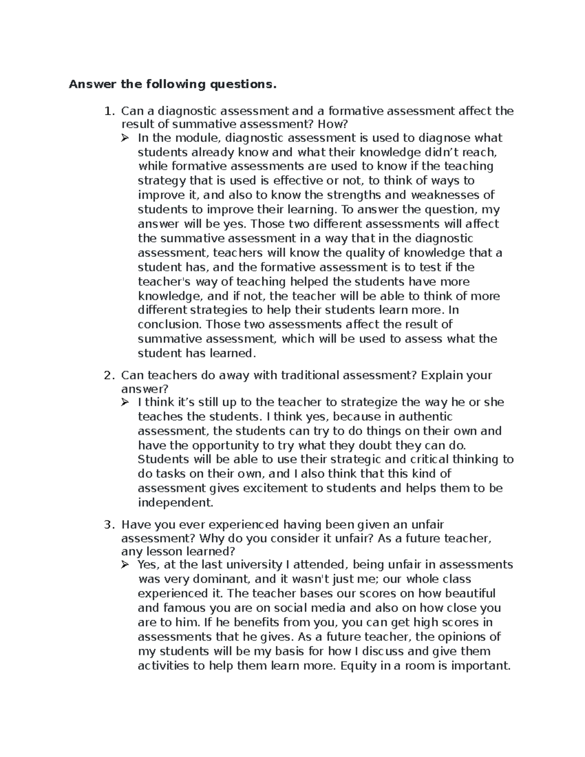 Assessment - Answer the following questions. Can a diagnostic ...