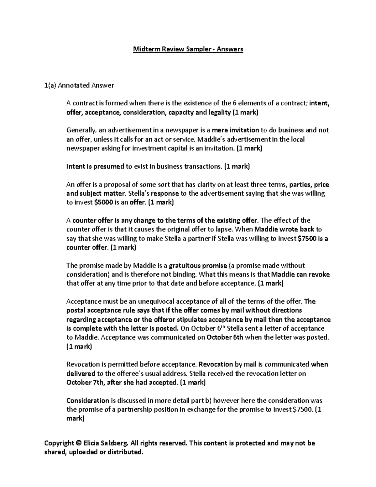 Midterm Review Sampler Answers - Copyright © Elicia Salzberg. All ...