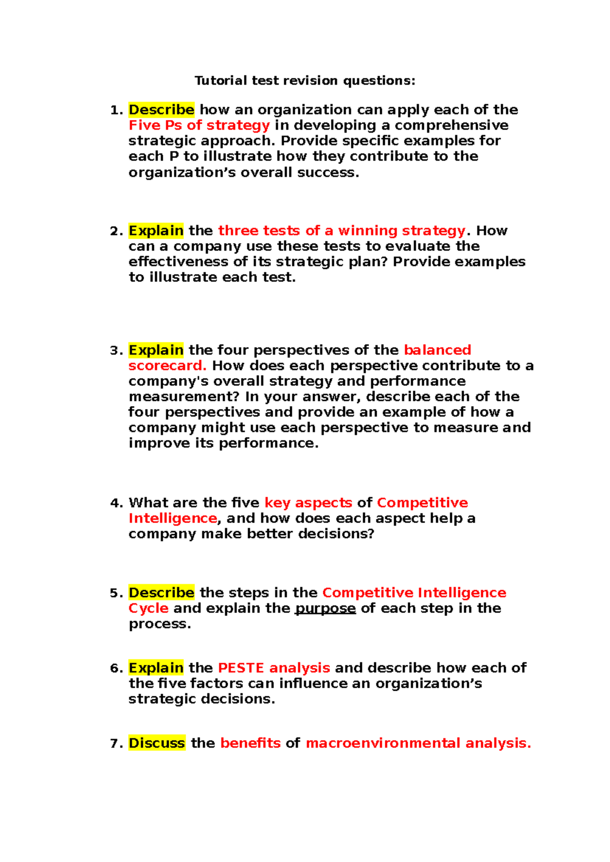 Tutorial test revision questions - Describe how an organization can ...