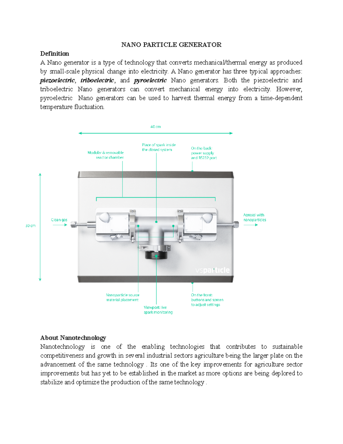 NANO Particle Generator - NANO PARTICLE GENERATOR Definition A Nano ...