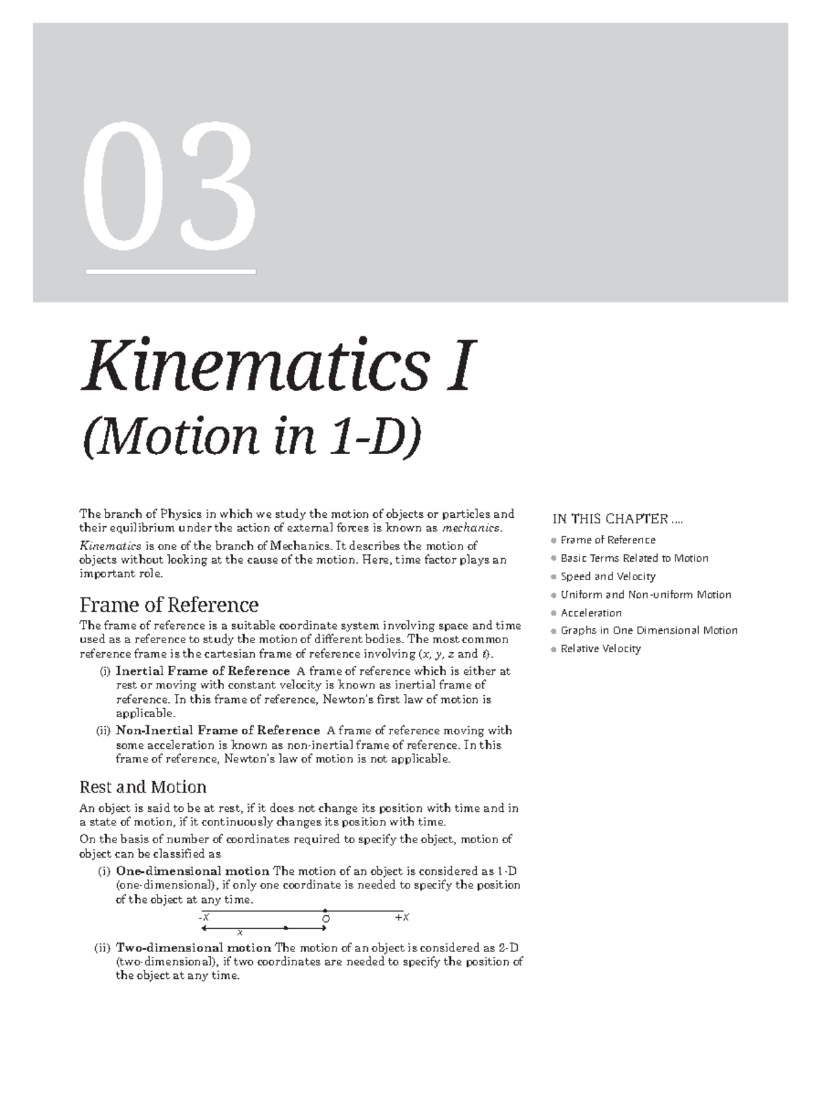3. Kinematics I (Motion in 1-D) - The branch of Physics in which we ...