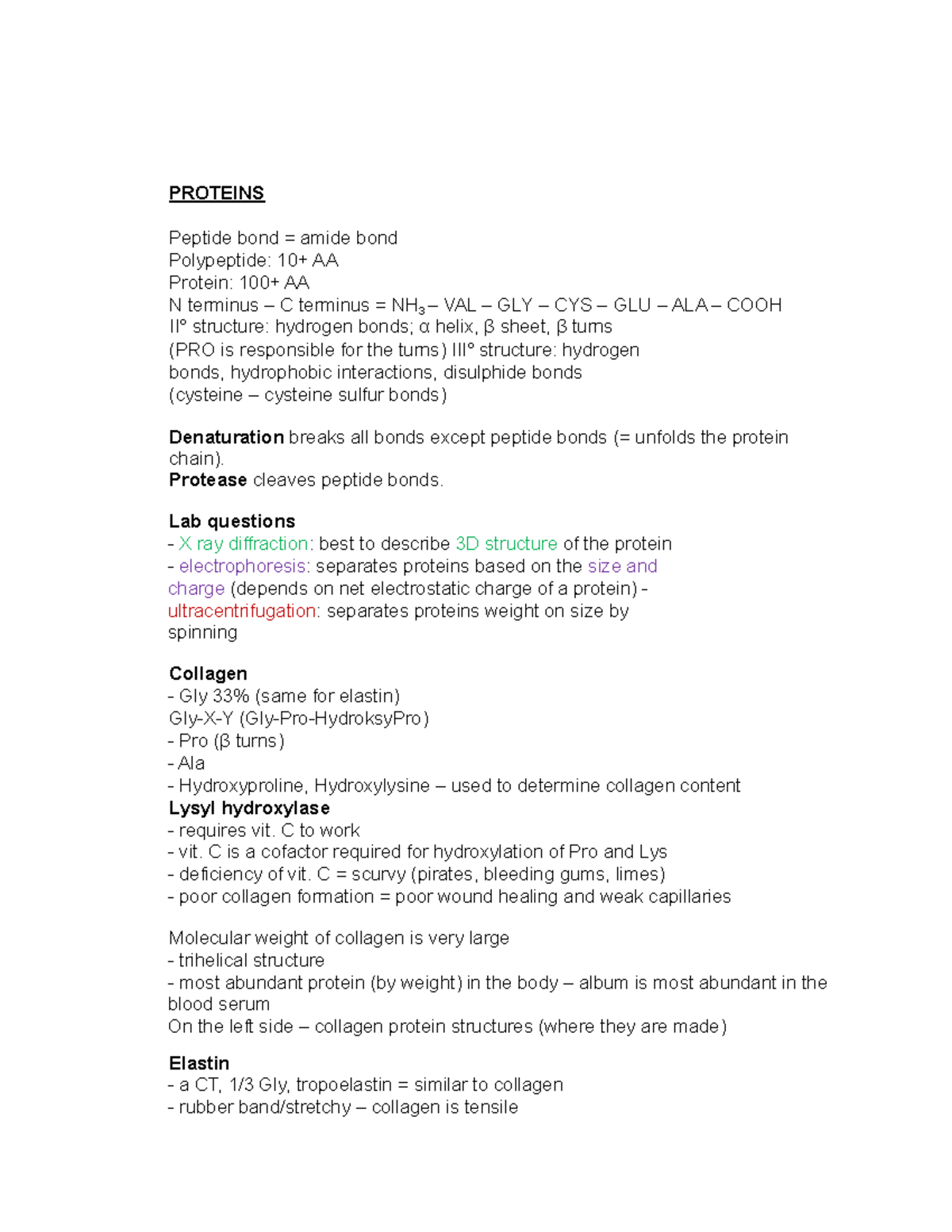Proteins - NOTES - PROTEINS Peptide bond = amide bond Polypeptide: 10 ...