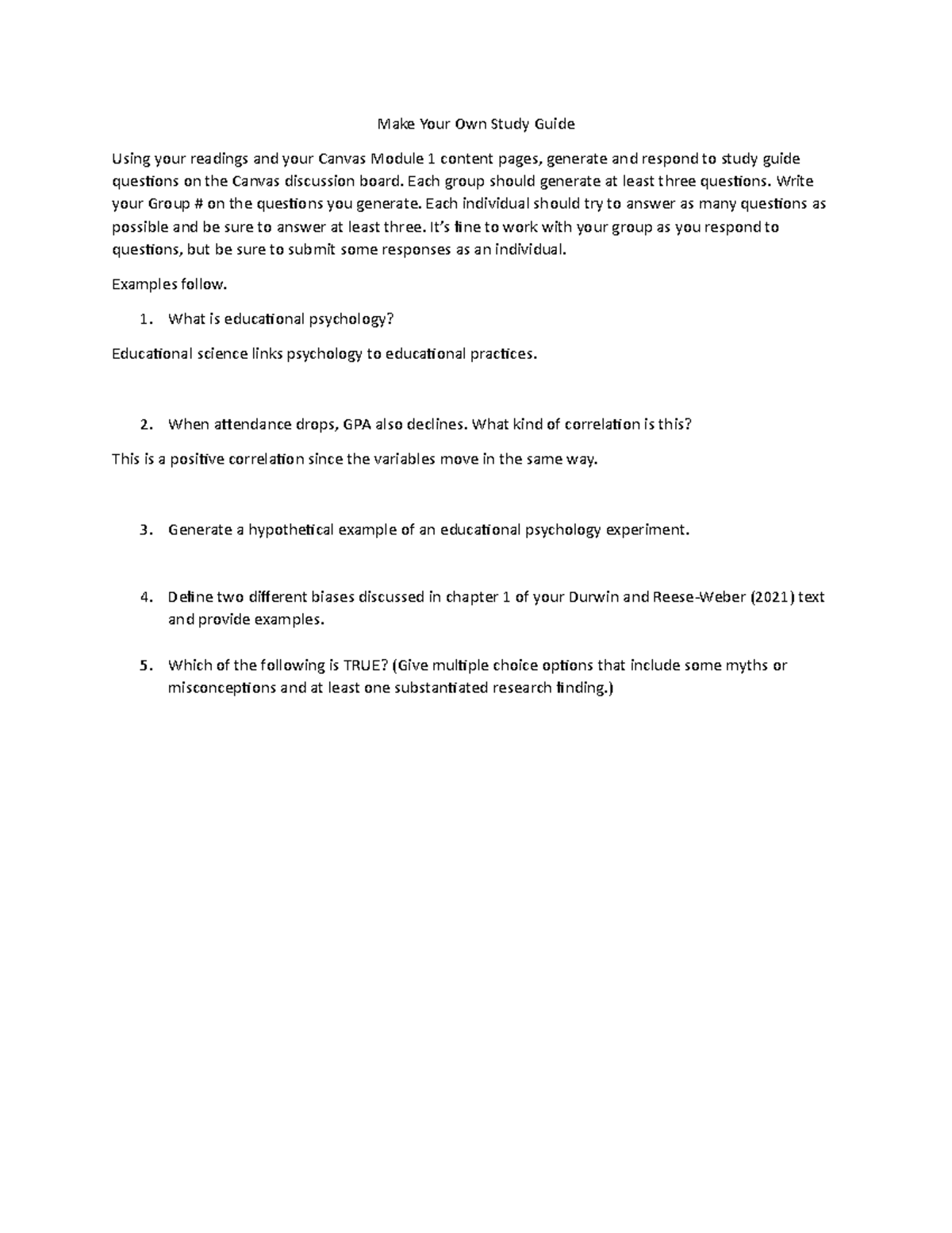 Unit 1 Study Guide - Make Your Own Study Guide Using your readings and ...